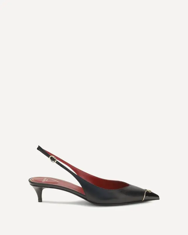 Valentino Garavani Vlogo Signature Kitten-heel Slingback Pumps - Black