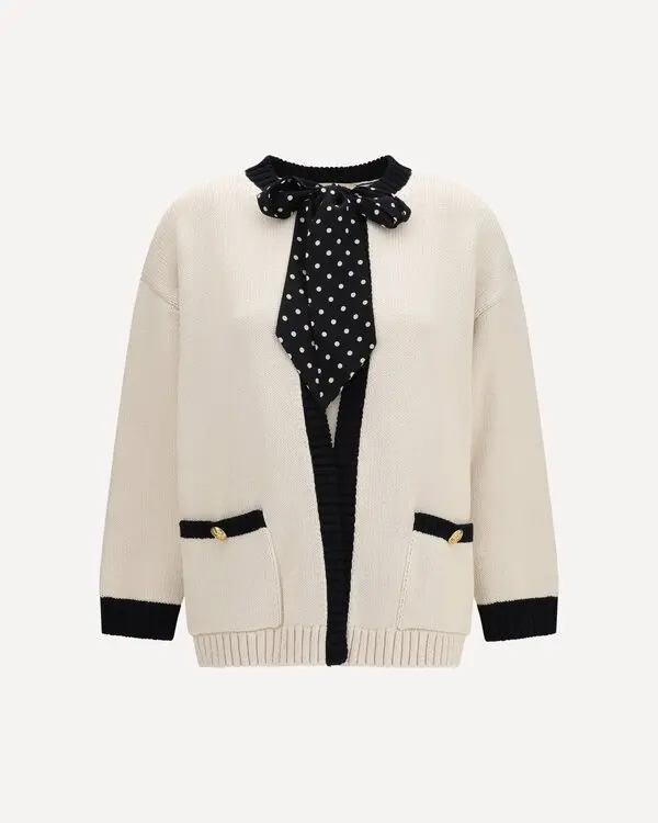 Valentino Garavani Polka-dot Bow Cardigan - Beige