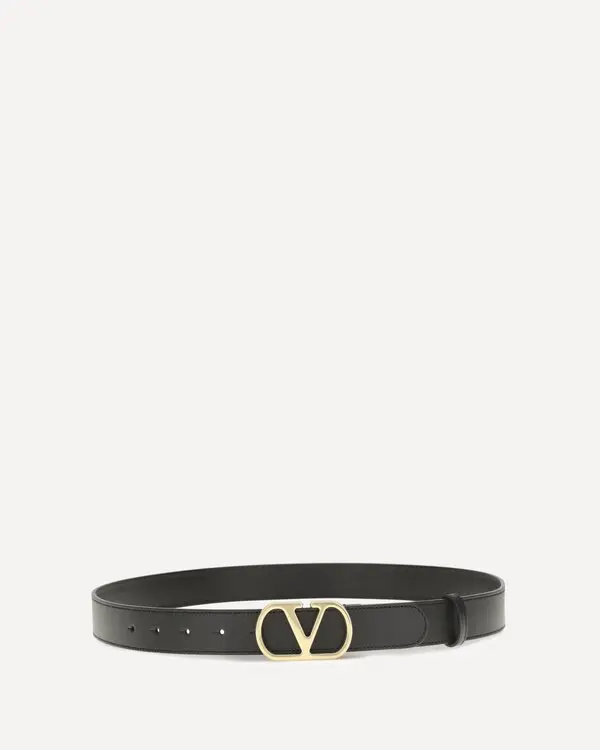 Valentino Garavani Vlogo Signature Leather Belt - Black