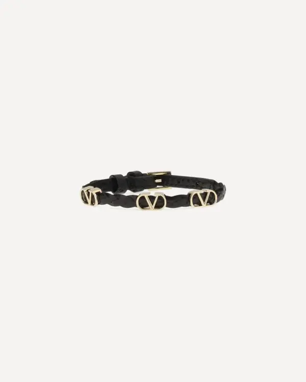 Valentino Garavani Vlogo Signature Braided Leather Bracelet