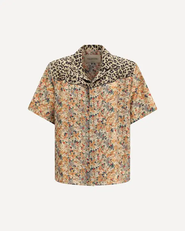Valentino Garavani Short-sleeve Floral And Leopard Print Shirt
