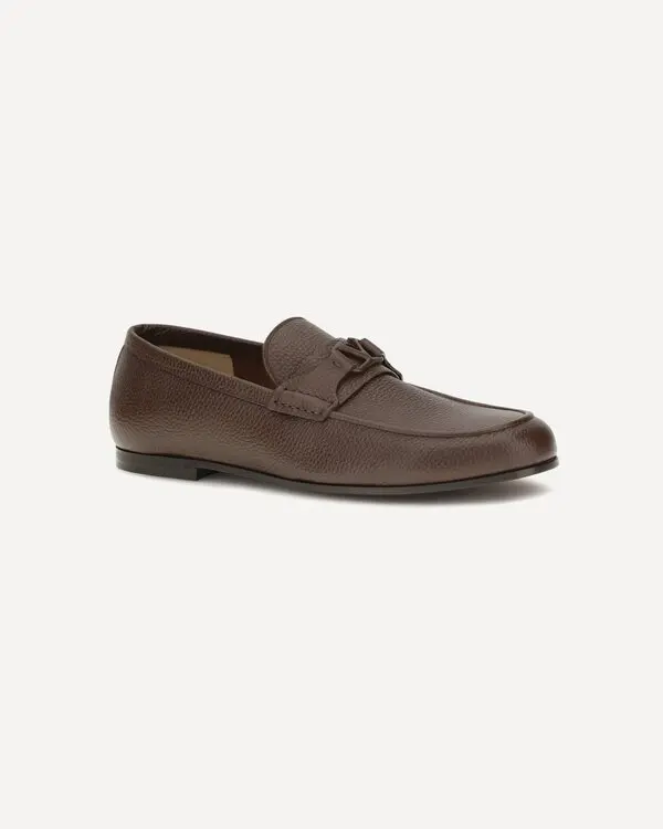 Valentino Garavani Vlogo Signature Loafers In Deer Leather - Brown