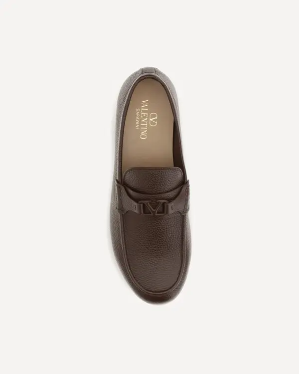 Valentino Garavani Vlogo Signature Loafers In Deer Leather - Brown