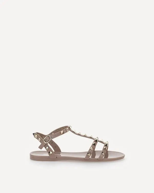 Valentino Garavani Rubber Rockstud Sandals - Beige