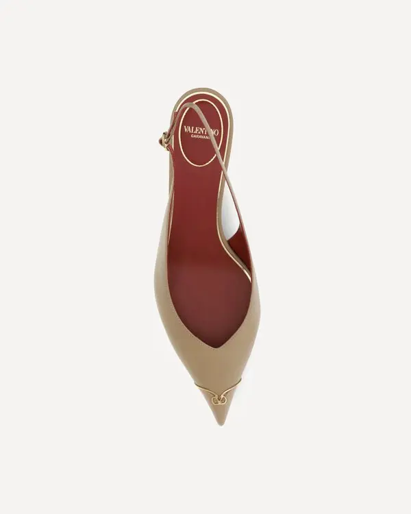 Valentino Garavani Vlogo Signature Kitten-heel Slingback Pumps - Beige