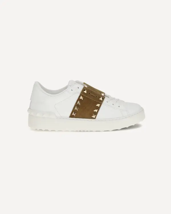 Valentino Garavani Rockstud Untitled Sneakers With Suede Band - White