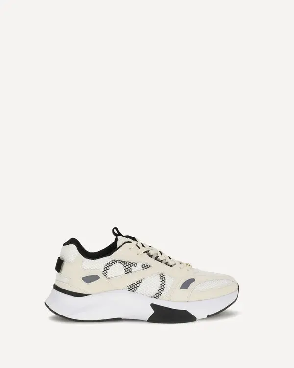Valentino Garavani Demivee Mesh And Suede Sneakers - White
