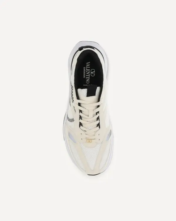 Valentino Garavani Demivee Mesh And Suede Sneakers - White
