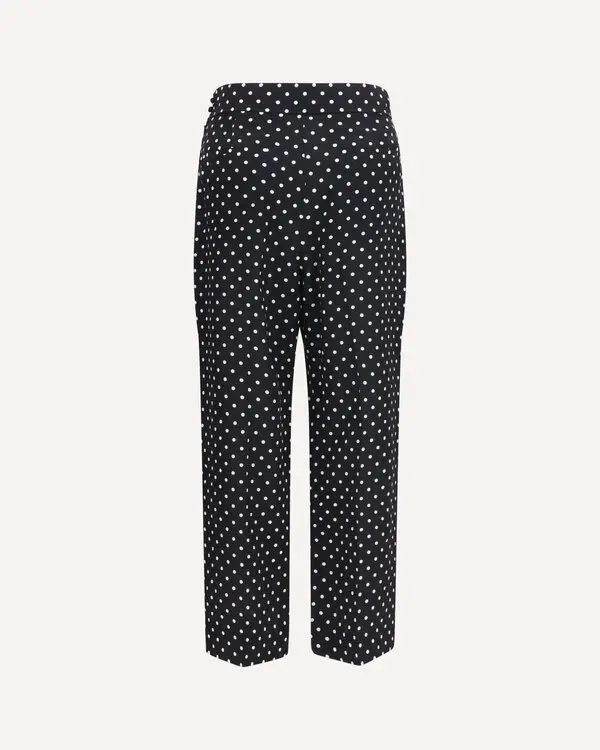 Valentino Garavani Polka-dot Crêpe De Chine Cropped Straight-leg Pants - Black