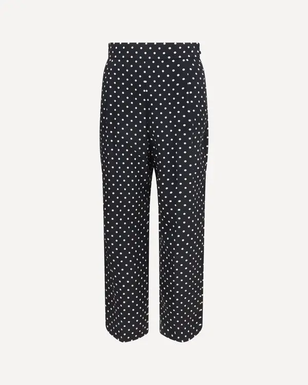 Valentino Garavani Polka-dot Crêpe De Chine Cropped Straight-leg Pants - Black