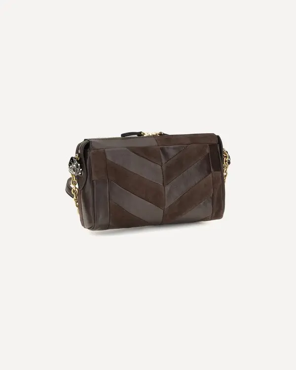 Valentino Garavani Panthea Shoulder Bag Chevron Pattern - Brown