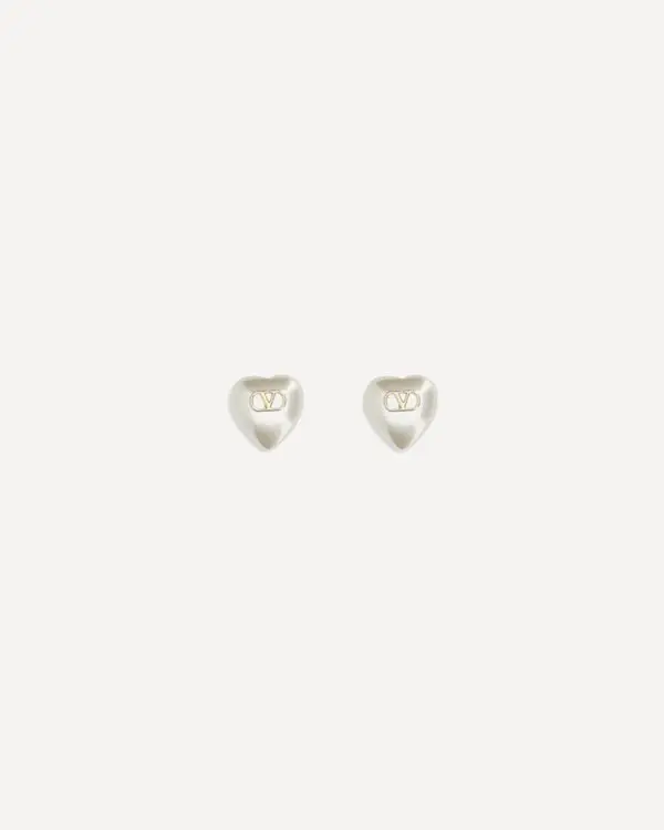 Valentino Garavani Vlogo Signature Earrings In Metal And Pearls - Gold