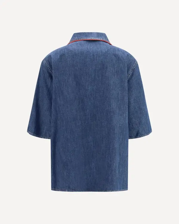 Valentino Garavani Denim Shirt With Embroidered Trim