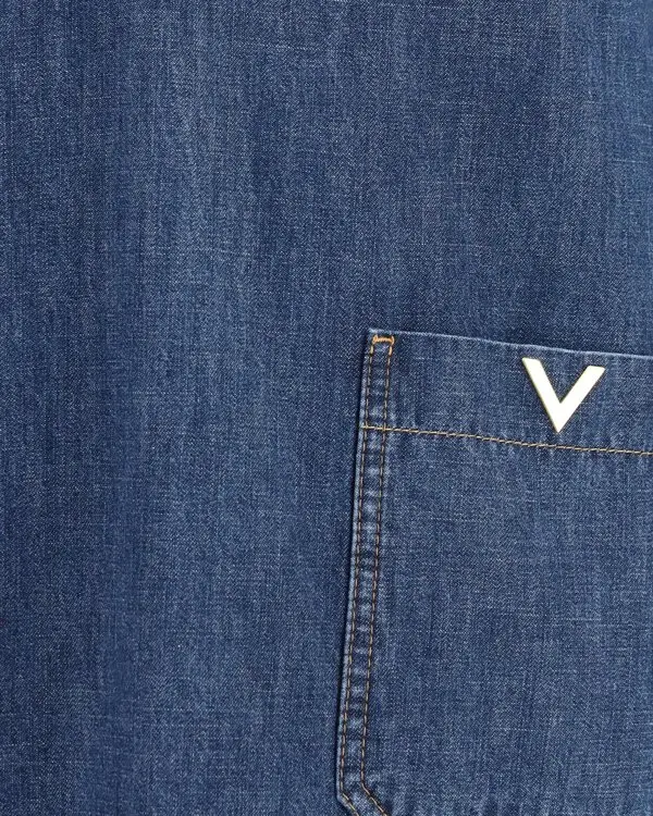 Valentino Garavani Denim Shirt With Embroidered Trim