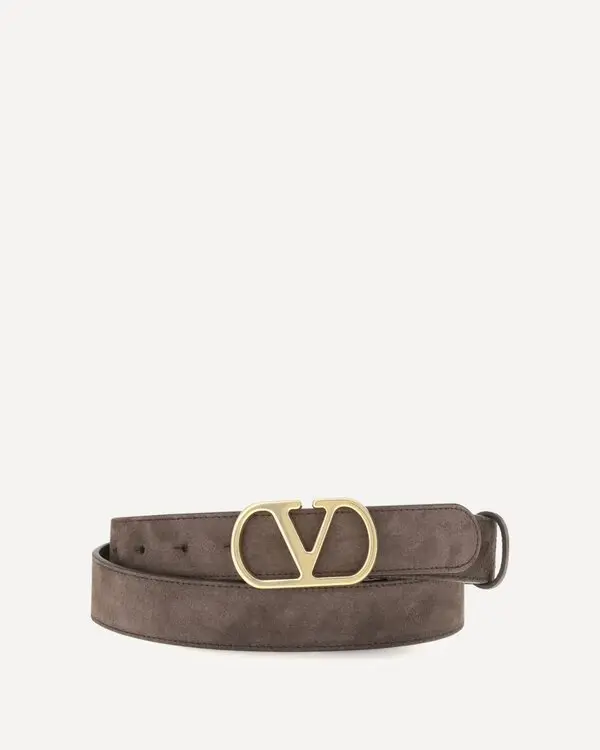 Valentino Garavani Vlogo Signature Suede Belt - Brown