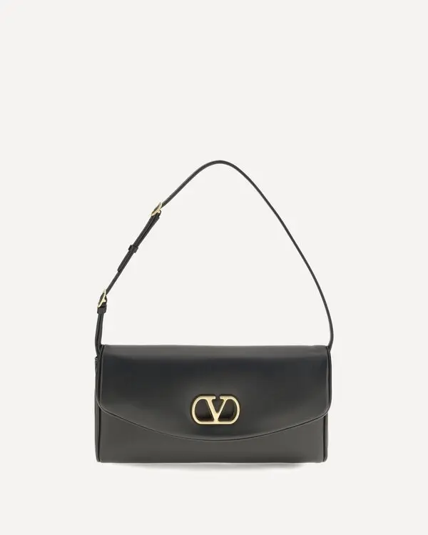 Valentino Garavani Devain Leather Shoulder Bag - Black