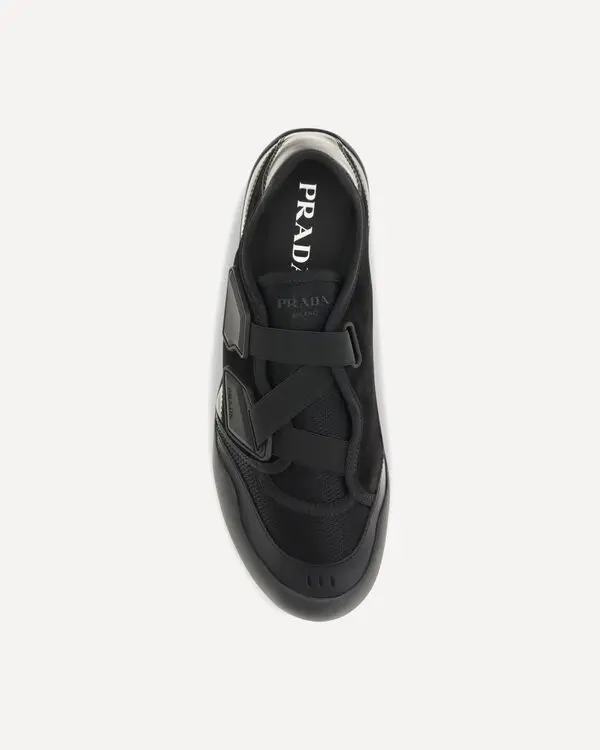 Prada Speedrock Leather And Mesh Sneakers