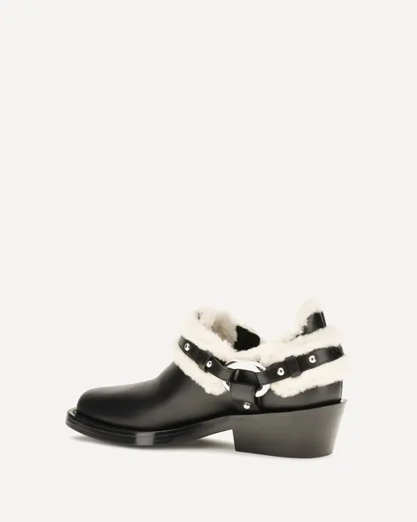 Rabanne Shearling Trim Biker Ankle Boots