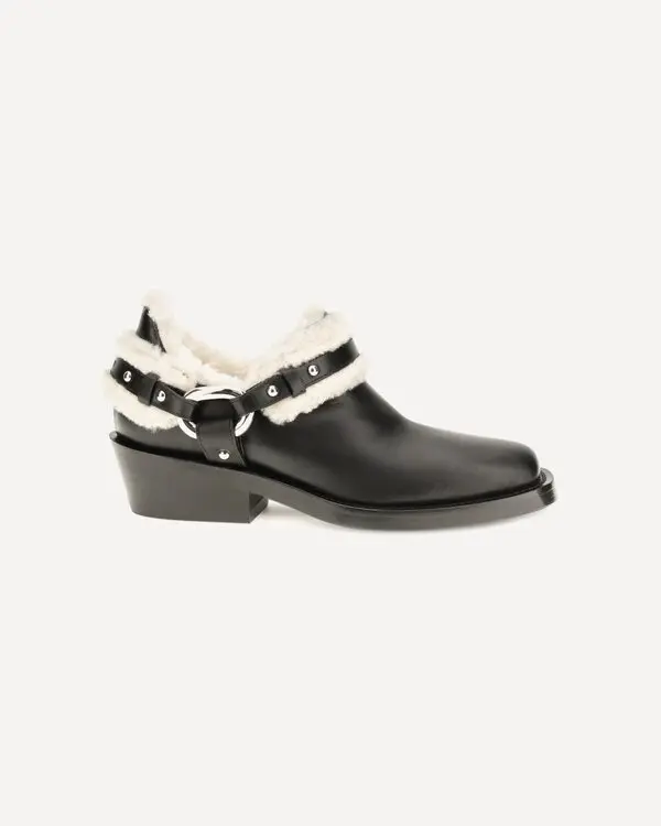 Rabanne Shearling Trim Biker Ankle Boots