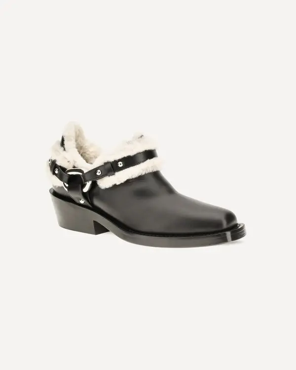 Rabanne Shearling Trim Biker Ankle Boots