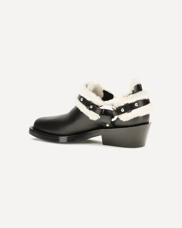 Rabanne Shearling Trim Biker Ankle Boots