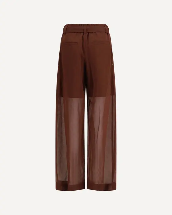 Brunello Cucinelli Cotton Organza Loose Pants With Monili Embellishment