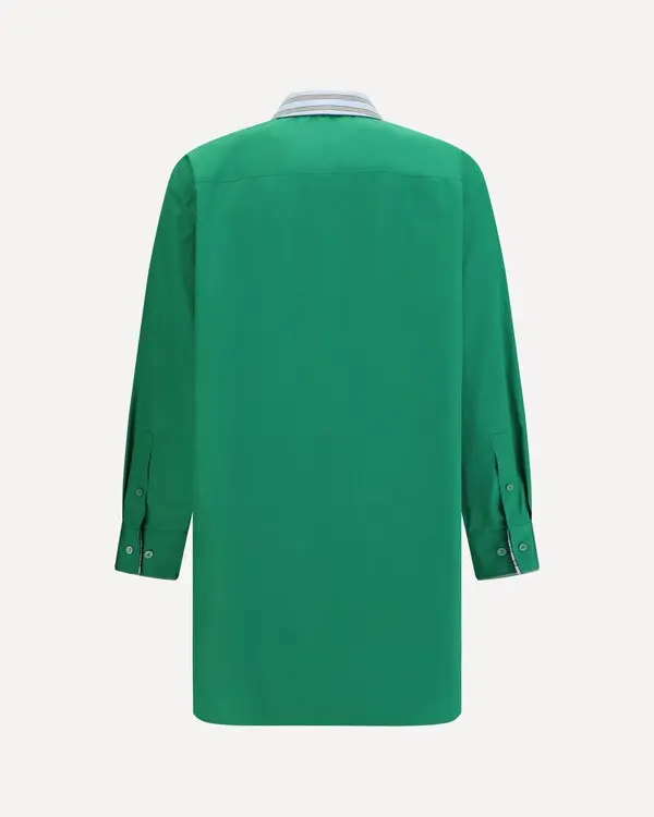 Loewe Cotton Poplin Chemisier Dress With Double-layered Collar - Green