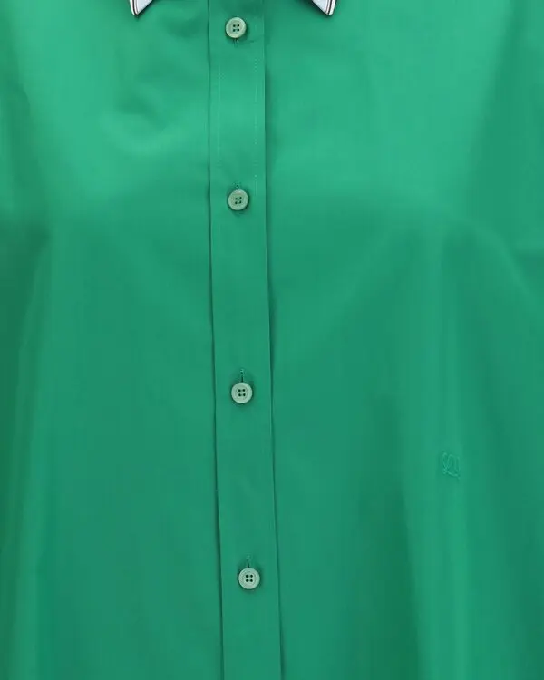 Loewe Cotton Poplin Chemisier Dress With Double-layered Collar - Green
