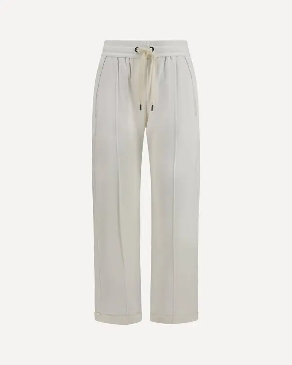 Brunello Cucinelli Track Stretch-fleece Pants With Monili Detailing - White