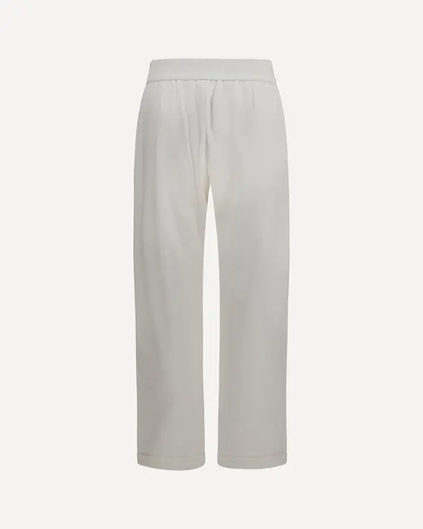Brunello Cucinelli Track Stretch-fleece Pants With Monili Detailing - White