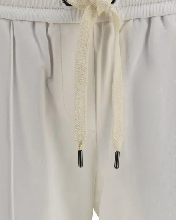Brunello Cucinelli Track Stretch-fleece Pants With Monili Detailing - White