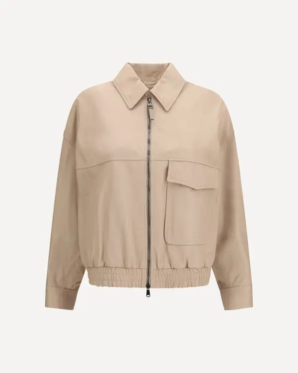 Brunello Cucinelli Glossy Nappa Jacket With Monili Embellishment