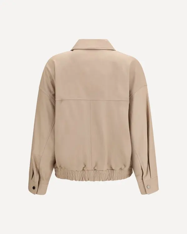 Brunello Cucinelli Glossy Nappa Jacket With Monili Embellishment