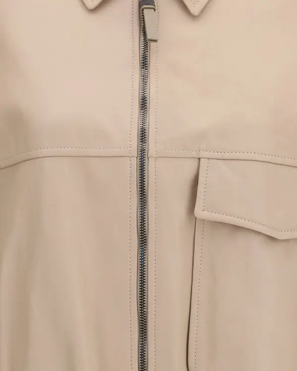 Brunello Cucinelli Glossy Nappa Jacket With Monili Embellishment