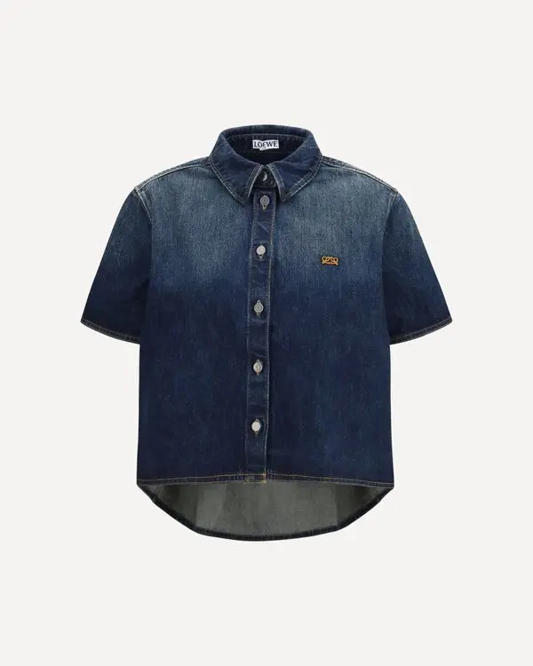 Loewe Short Sleeve Denim Trapeze Shirt - Blue