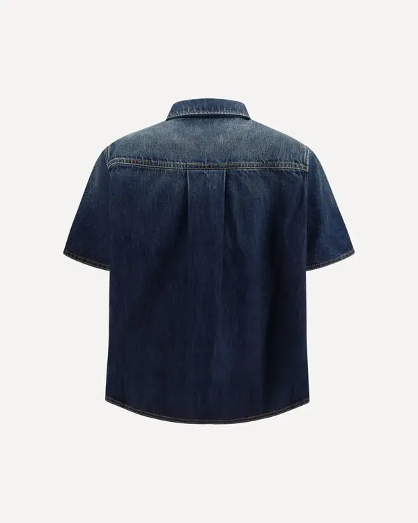 Loewe Short Sleeve Denim Trapeze Shirt - Blue