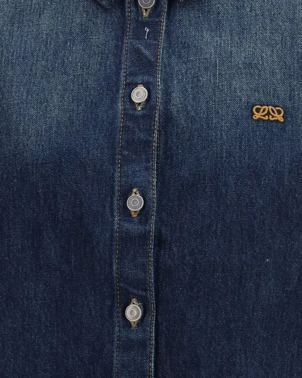 Loewe Short Sleeve Denim Trapeze Shirt - Blue