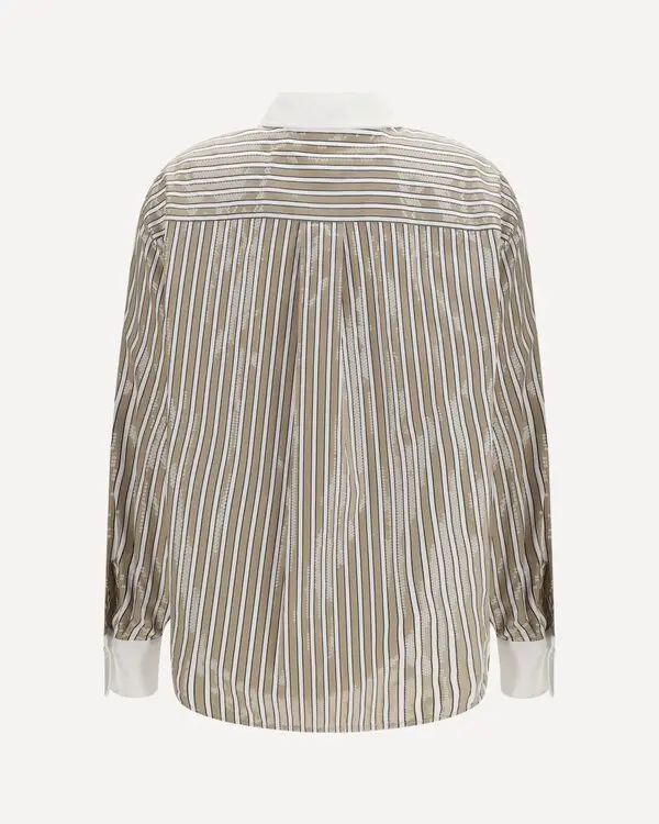 Brunello Cucinelli Striped Sequined Cotton Shirt