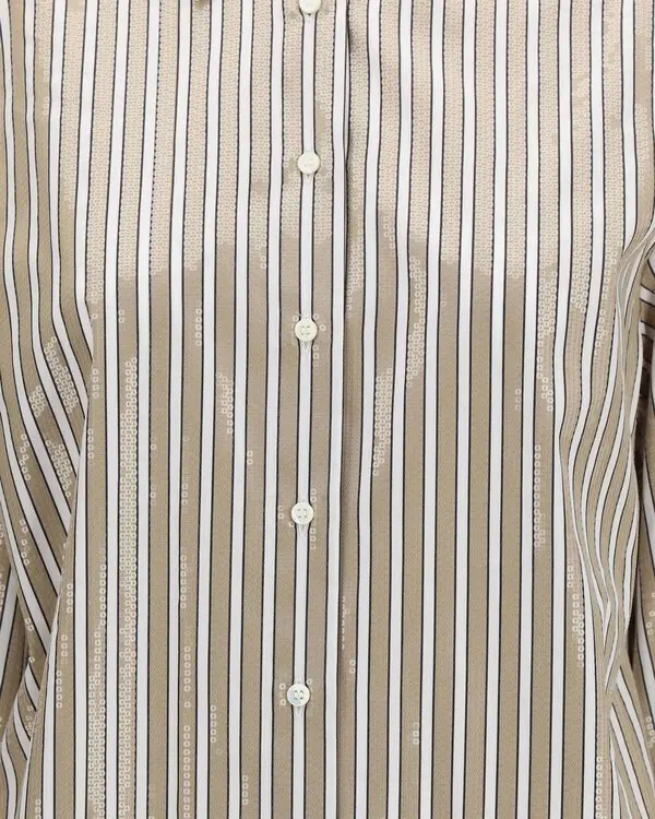 Brunello Cucinelli Striped Sequined Cotton Shirt