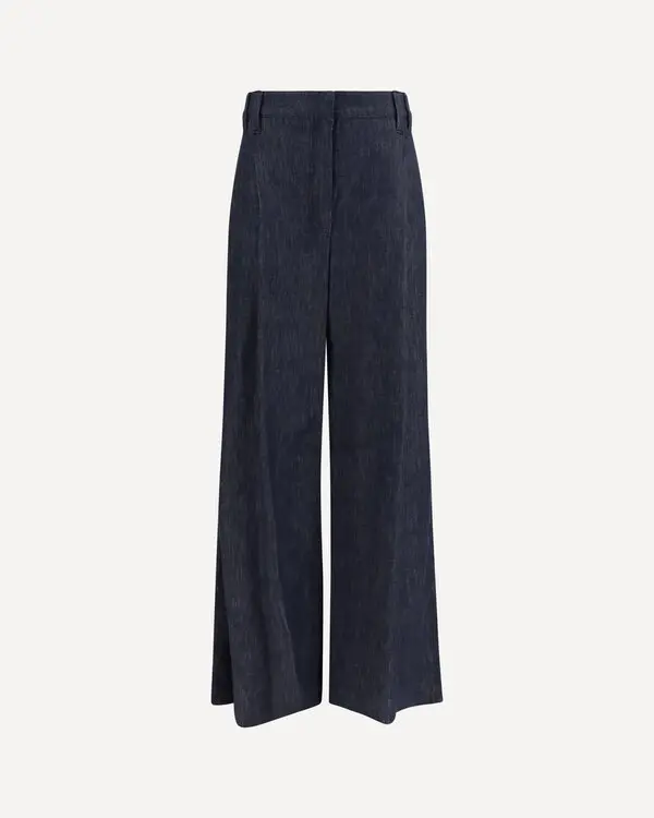 Brunello Cucinelli Denim Effect Twill Wide Leg Pants