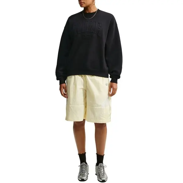 Nike Studio Fleece Medium Weight Oversized Embossed Crew - Total Black