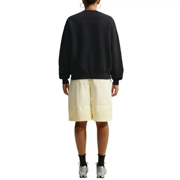 Nike Studio Fleece Medium Weight Oversized Embossed Crew - Total Black