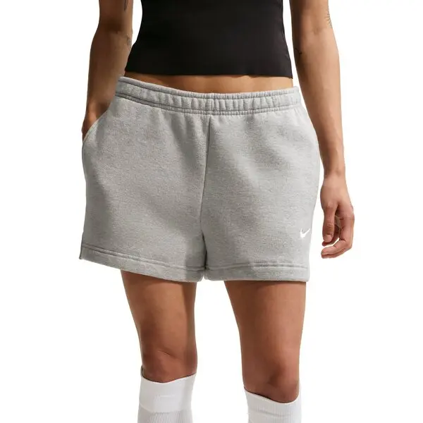 Nike Studio Fleece Medium Mid-rise Shorts - Dark Grey Heather/sail