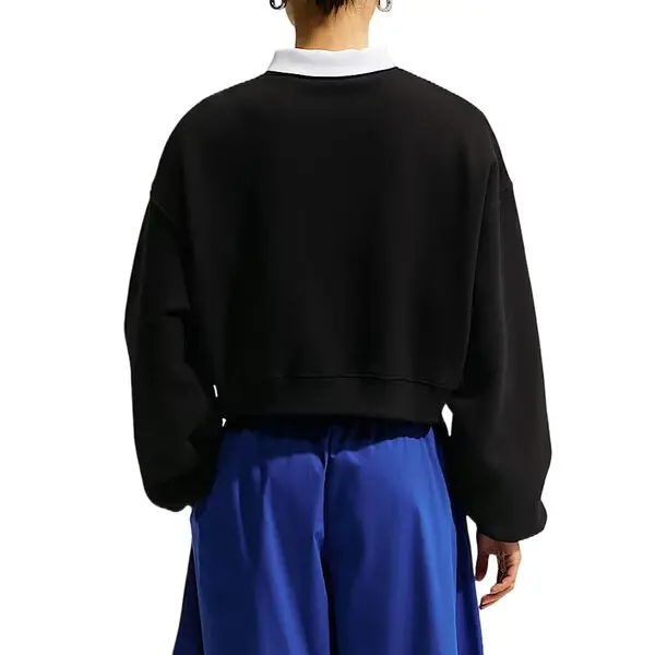 Nike Studio Fleece Cropped Crew - Total Black/sail