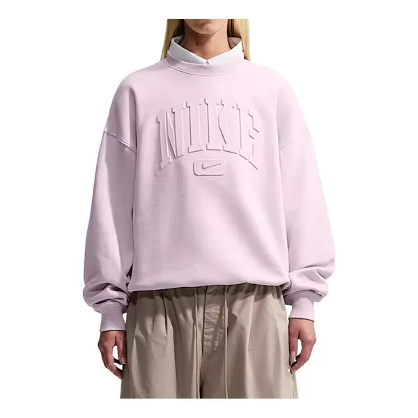 Nike Studio Fleece Oversized Embossed Crew - Bleached Lilac