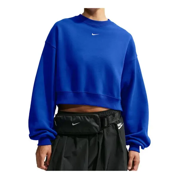 Nike Studio Fleece Oversized Cropped Crew - Blue