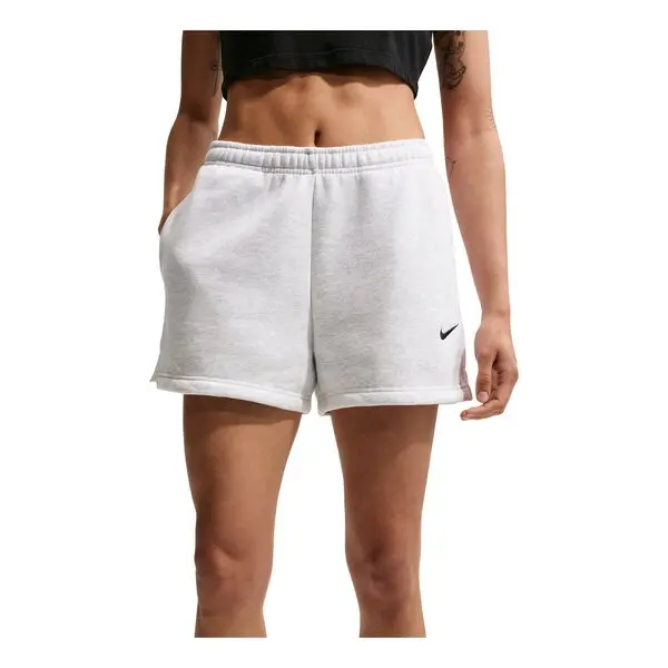 Nike Studio Fleece Medium Mid-rise Shorts - Birch Heather/black