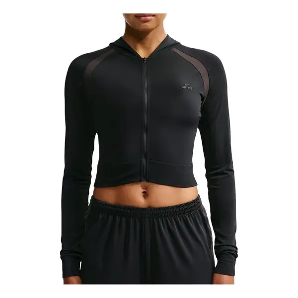 Nike X Skims Stretch Nylon Cropped Hoodie - Obsidian/igneous