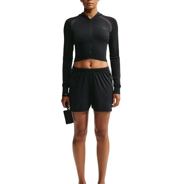 Nike X Skims Stretch Nylon Cropped Hoodie - Obsidian/igneous
