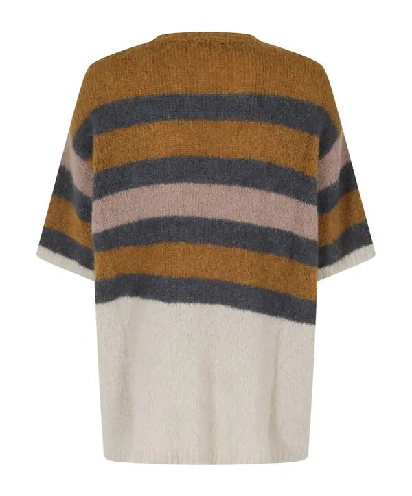 ALYSI Crew-neck Striped Sweater - Nude